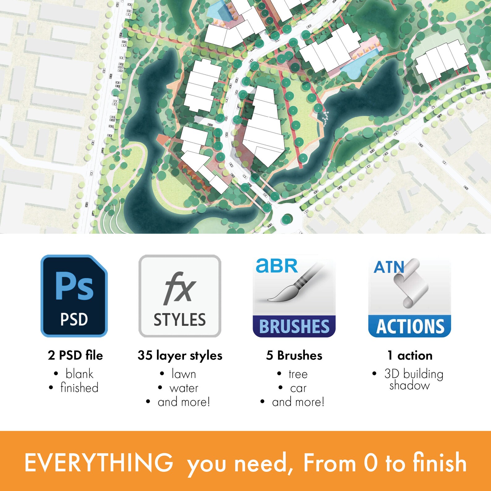 Lake Community Photoshop Site Plan Render Full Presets Package - Etsy
