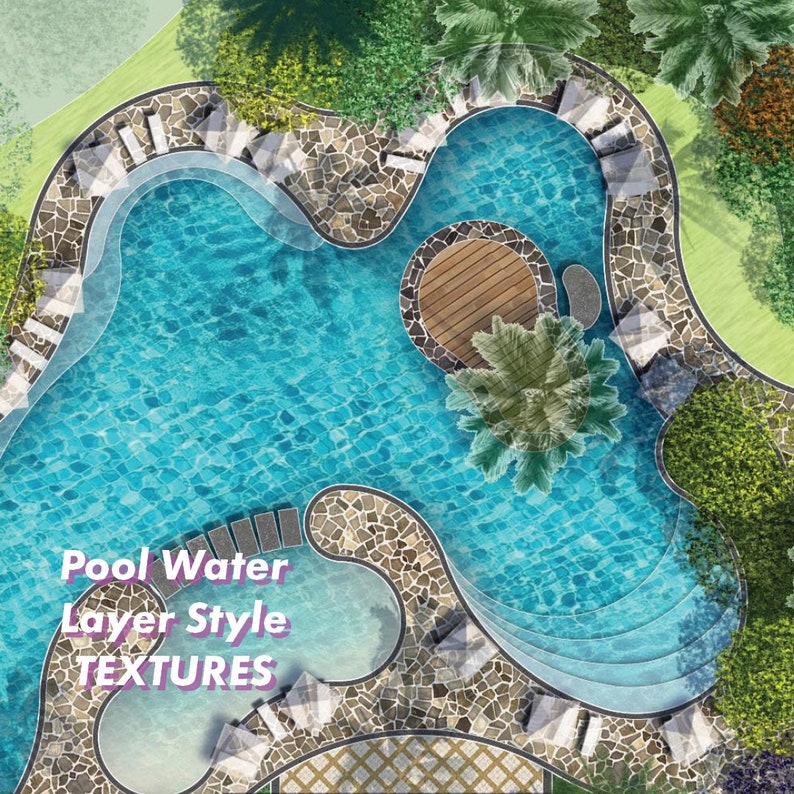 10 Pool Water Texture and Photoshop Layer Style Collection - Etsy