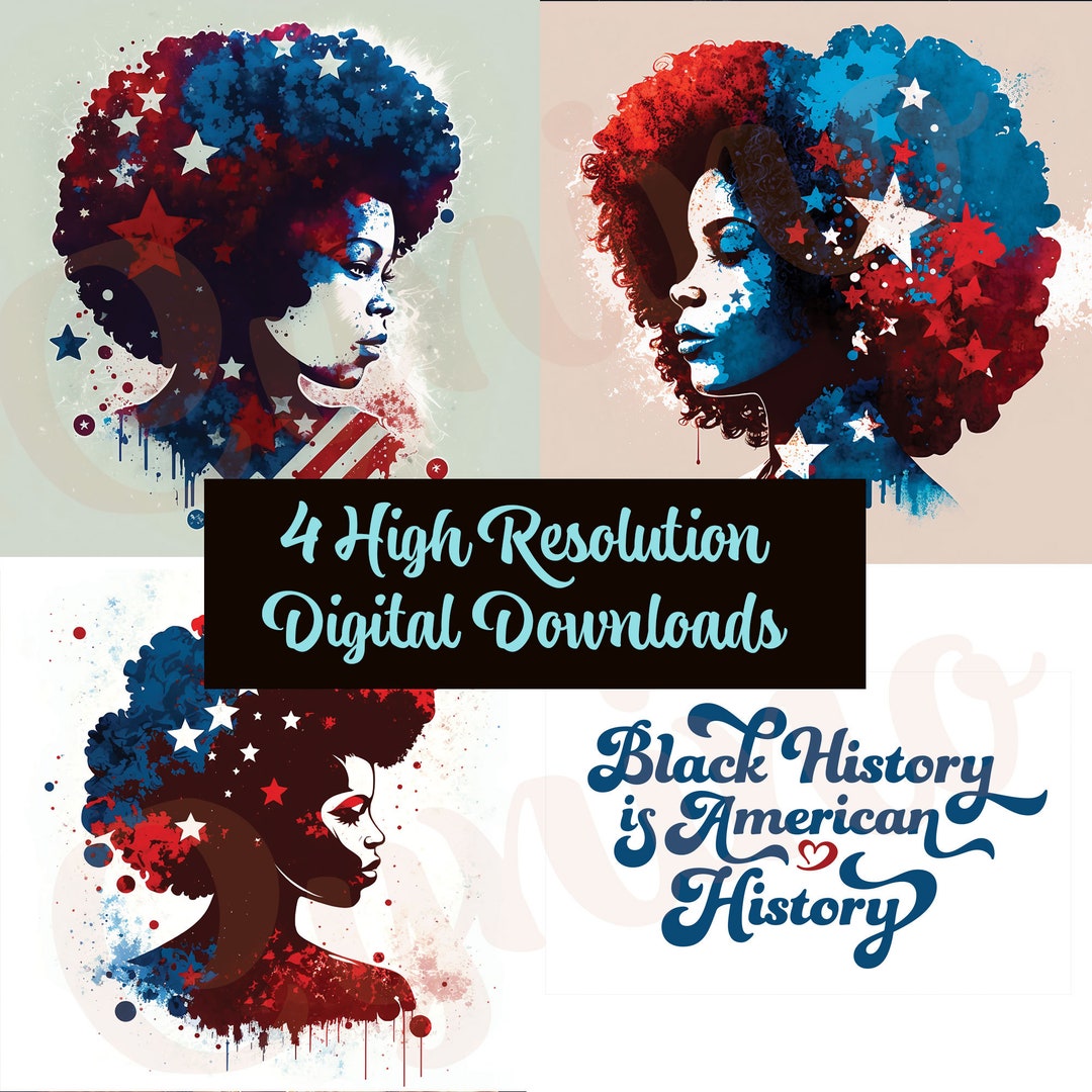 Black Woman American History Art: Patriotic Poster & Sticker (digital ...