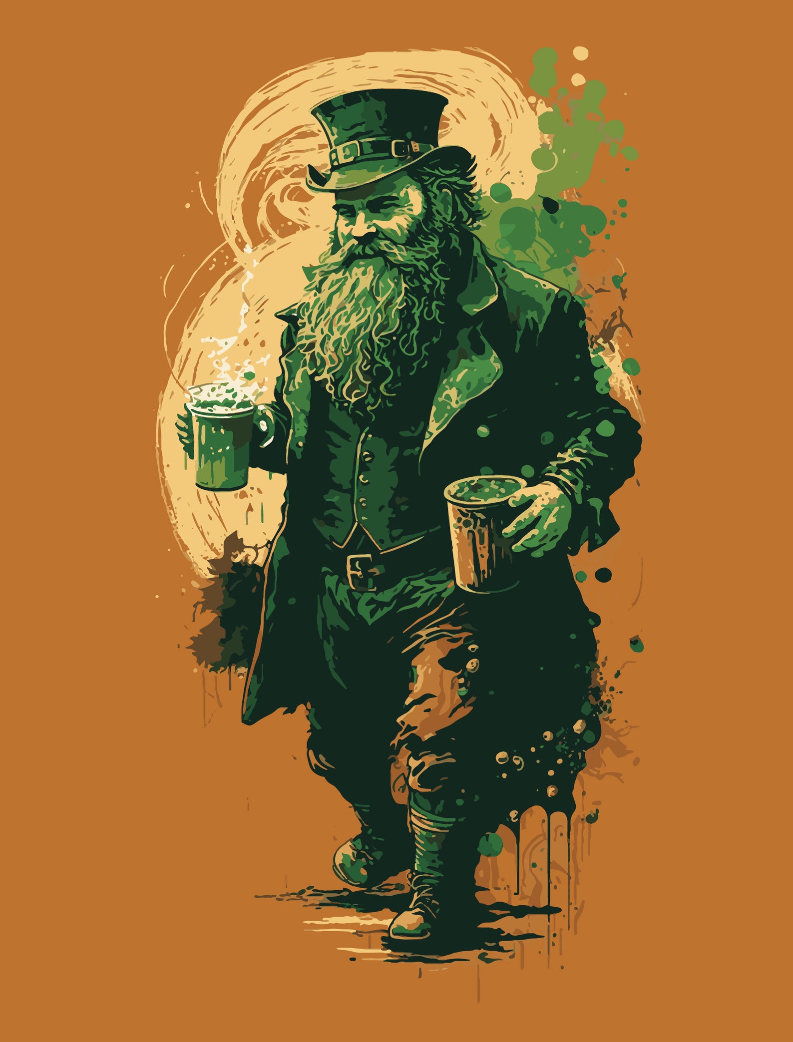 St Patrick's Day Leprechaun Clipart: Steampunk Hipster Design (SVG-PNG ...