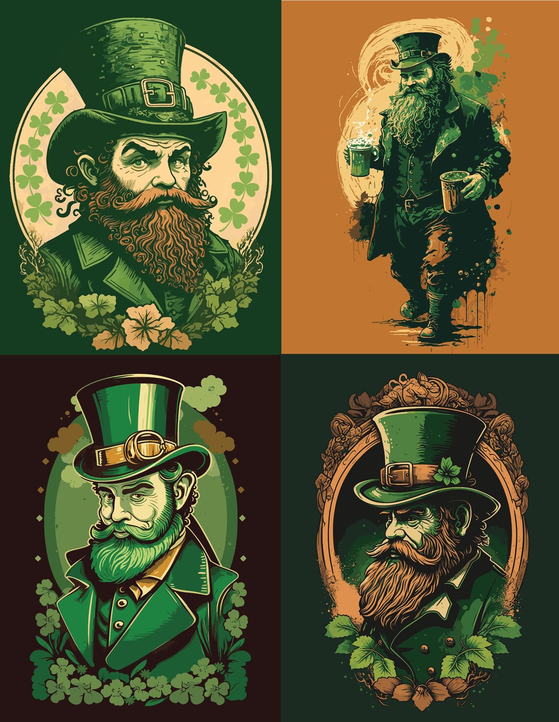 St Patrick's Day Leprechaun Clipart: Steampunk Hipster Design (SVG-PNG ...