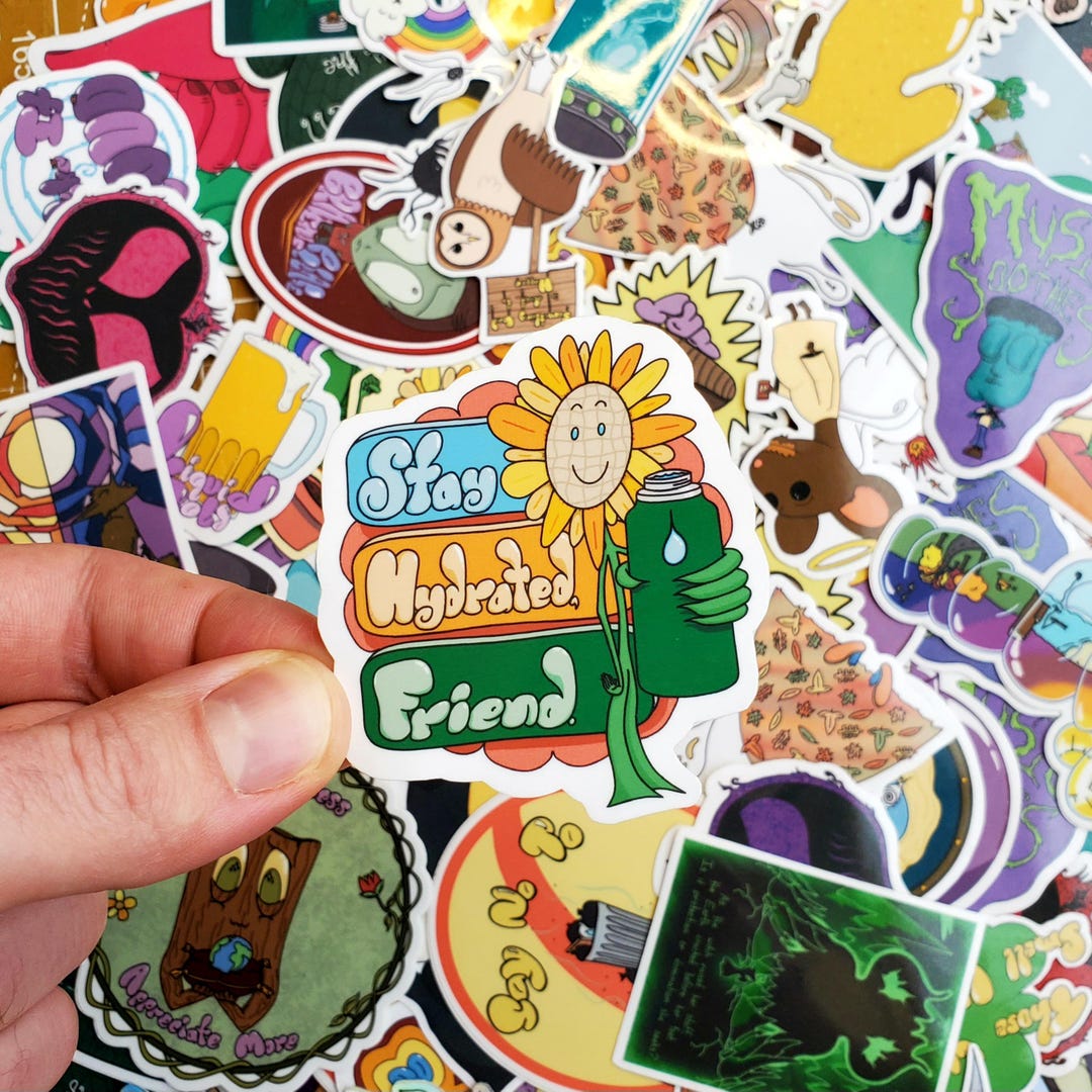 Stay Hydrated Friend Hand-cut Vinyl Sticker, Cute Friendly Sunflower ...