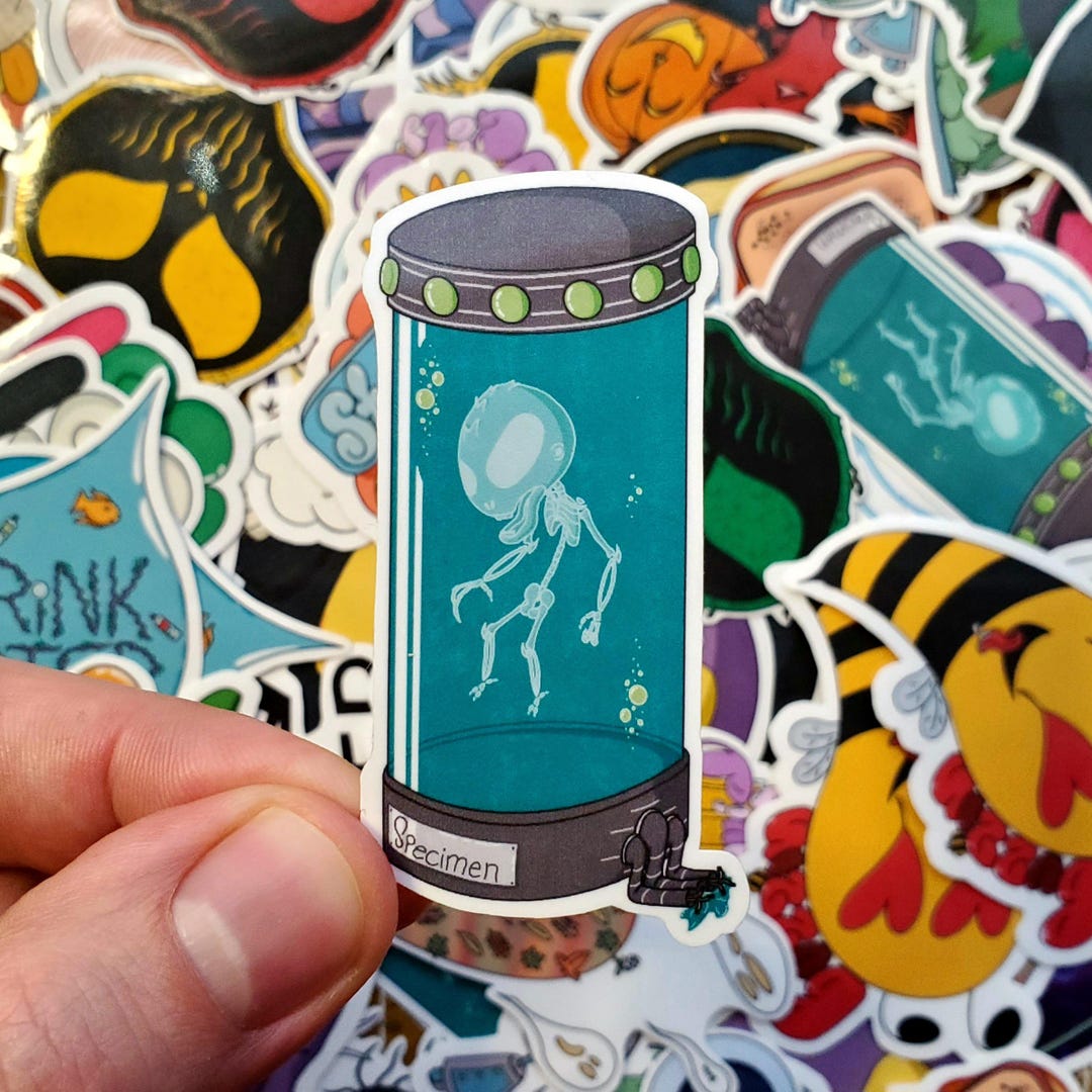 Alien Specimen Hand-cut Vinyl Sticker, Radioactive Extraterrestrial ...