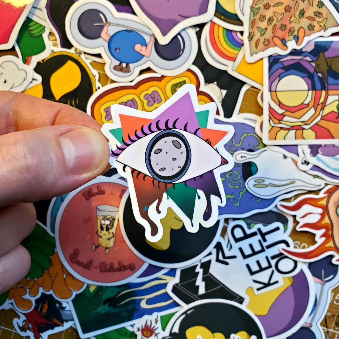 Melty Moon Eye Hand-cut Vinyl Sticker, Eyes the Size of the Moon Decal ...