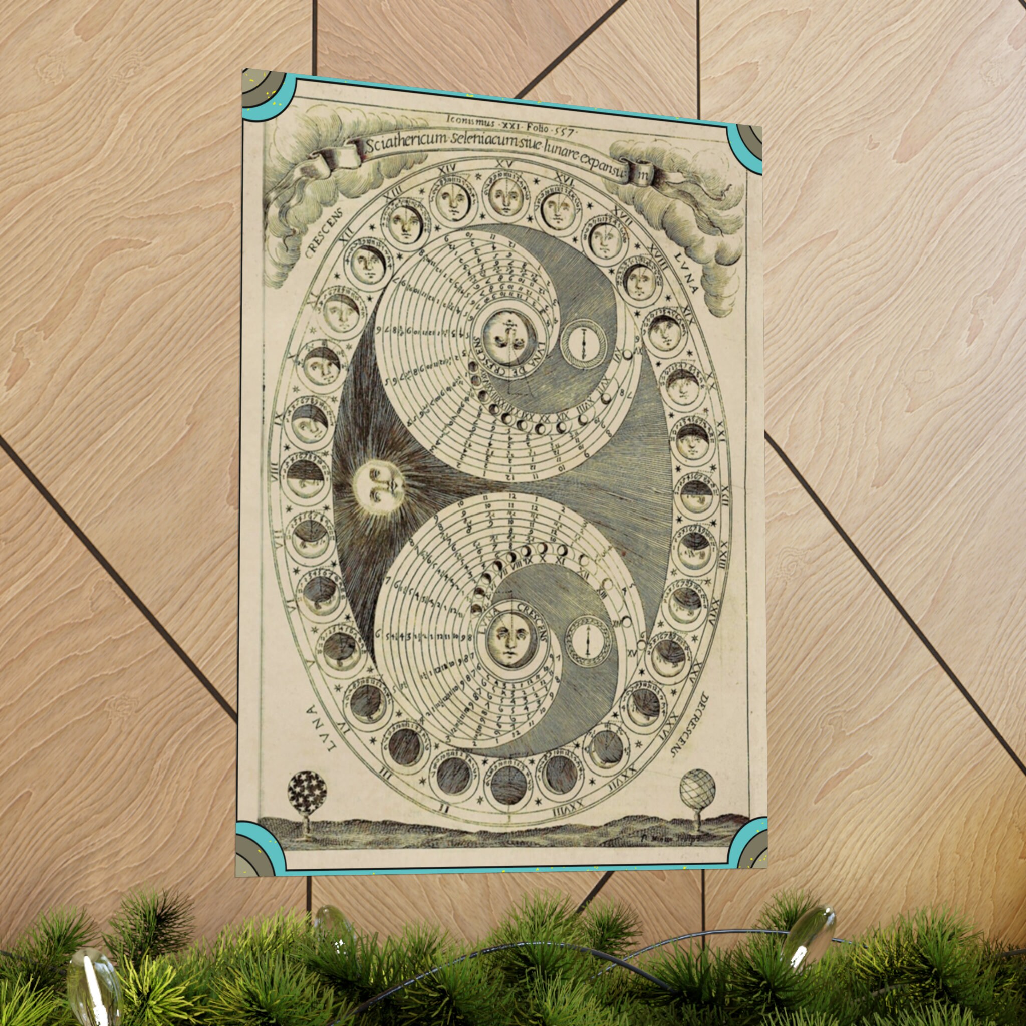 Vintage Moon Phase Calendar Poster Boho Wall Decor - Eclectic Lunar ...