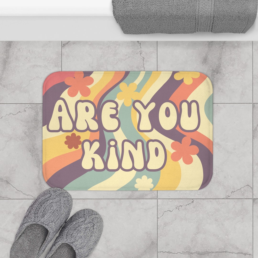 Rock N Roll Bath Mat Are You Kind Retro Bathroom Rug Hippie Home Floor ...