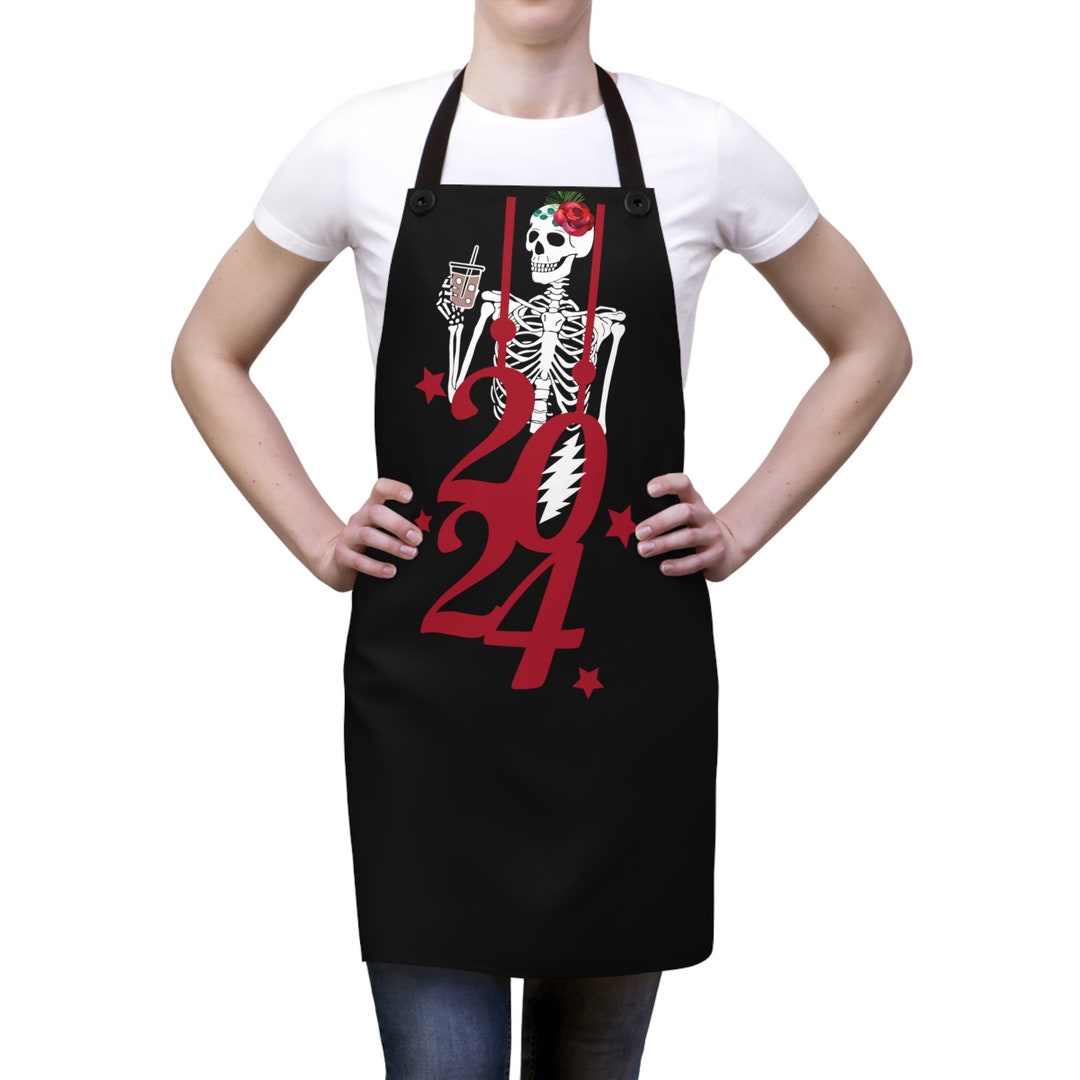 Skeleton Roses New Years 2024 Black Apron Perfect Gift for - Etsy