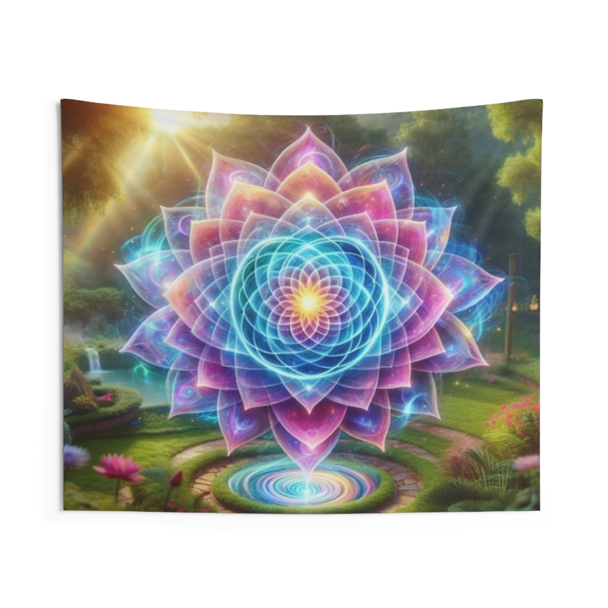 Tapestry Sacred Geometry Lotus Flower Wall Tapestries for Yoga Studio ...