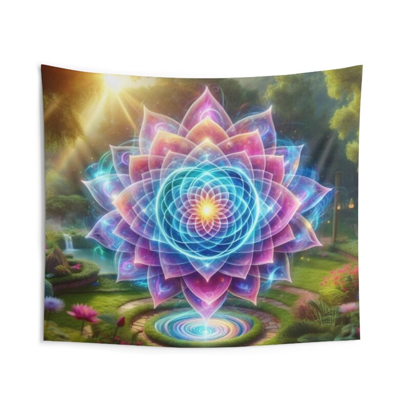 Tapestry Sacred Geometry Lotus Flower Wall Tapestries for Yoga Studio ...