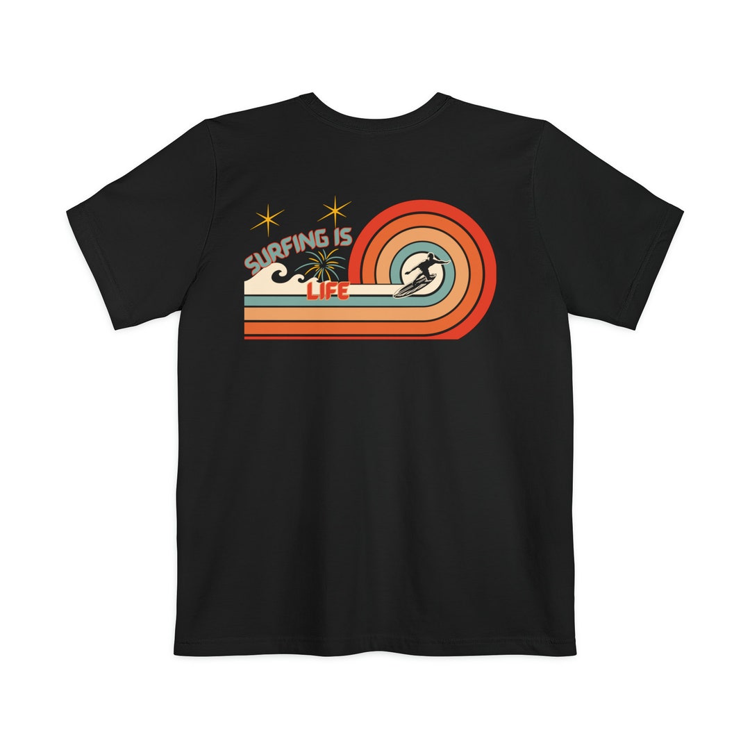 Retro Surf Pocket T-shirt Vintage Surf Style Tshirt for Surfer - Etsy