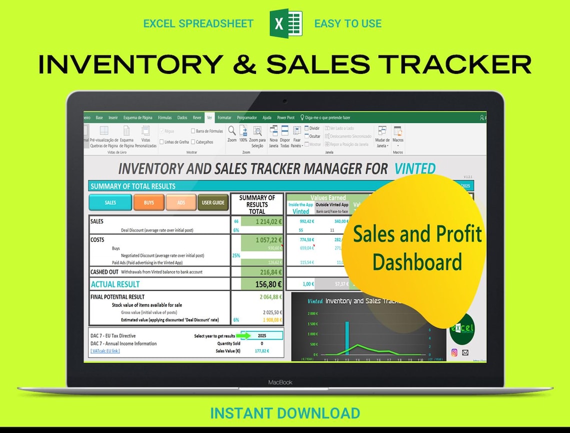 Vinted Reseller Excel Spreadsheet: Inventory Tracker, Profit & Sales ...