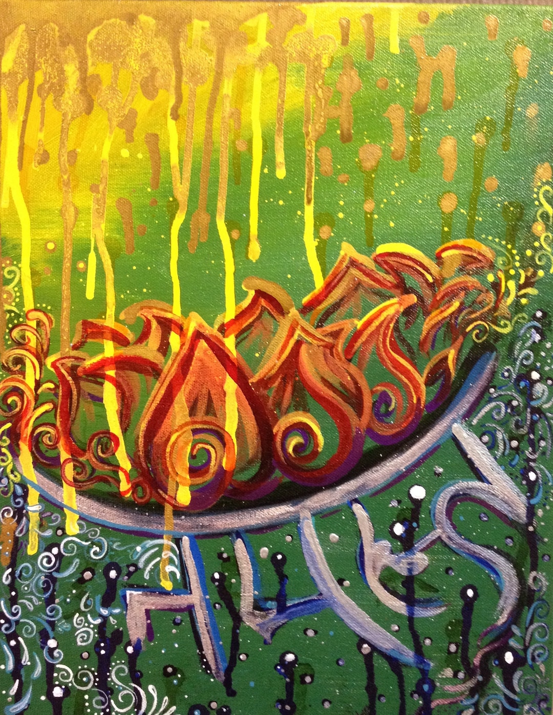 Namaste Lotus Graffiti Art, Acrylic Painting on Canvas - Etsy
