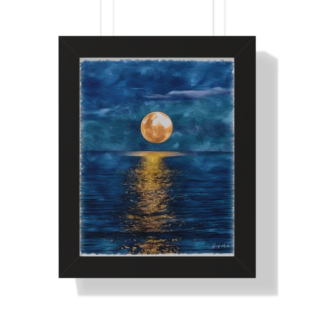 Moon Rise by Jennifer Avilés Digital Art Framed on Vertical Poster - Etsy