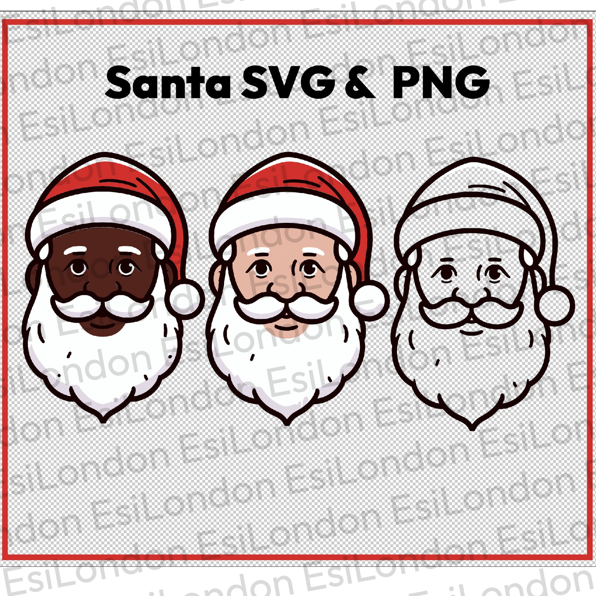 Digital Santa Claus Face Color / Outline, St. Nicholas SVG & PNG Format ...