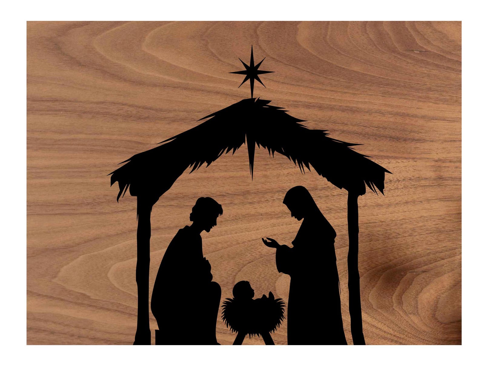 Christmas Nativity Scene Silhouette Digital Image Jesus, Mary & Joseph ...
