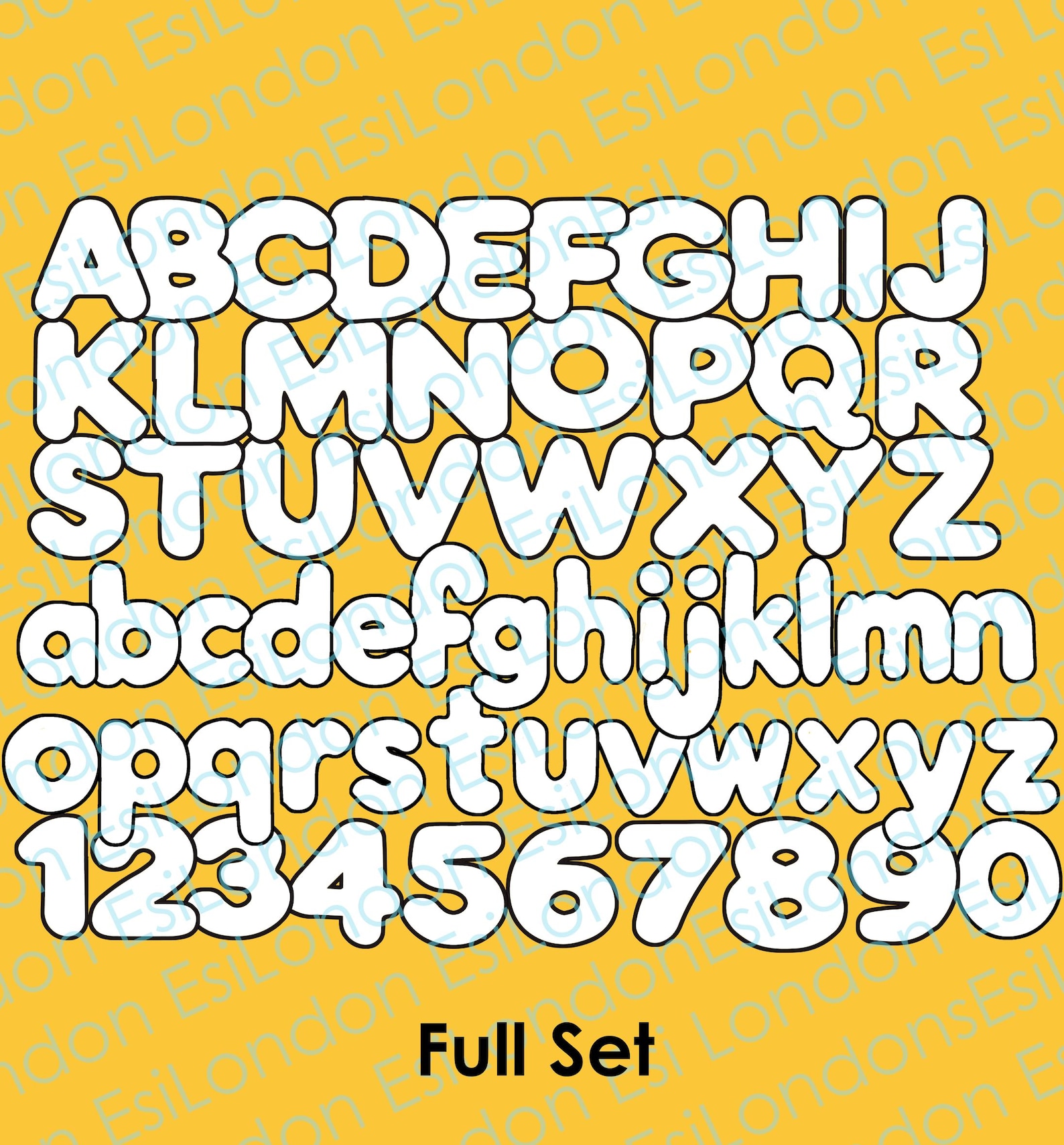 Hand Drawn Bubble Font SVG (upper/lower Case A-Z & Numbers 0-9) Set ...