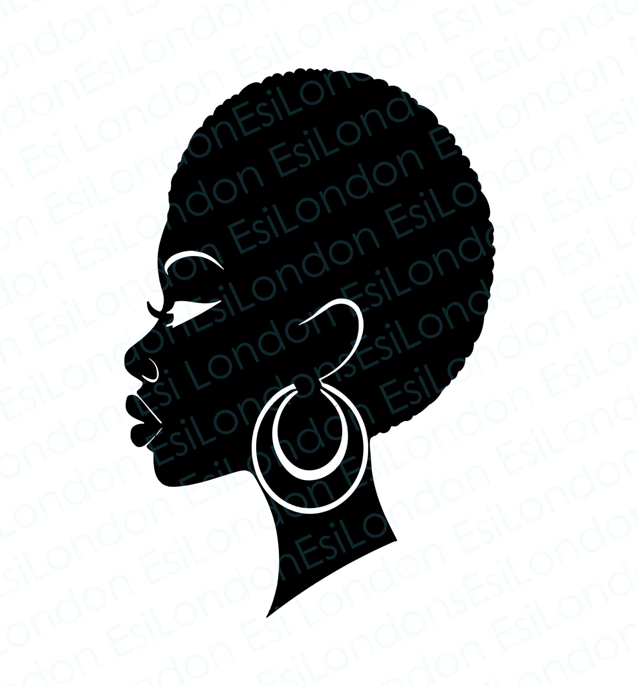 3 Afro Hair Profile Silhouettes - SVG EPS PNG Formats - African / Black ...