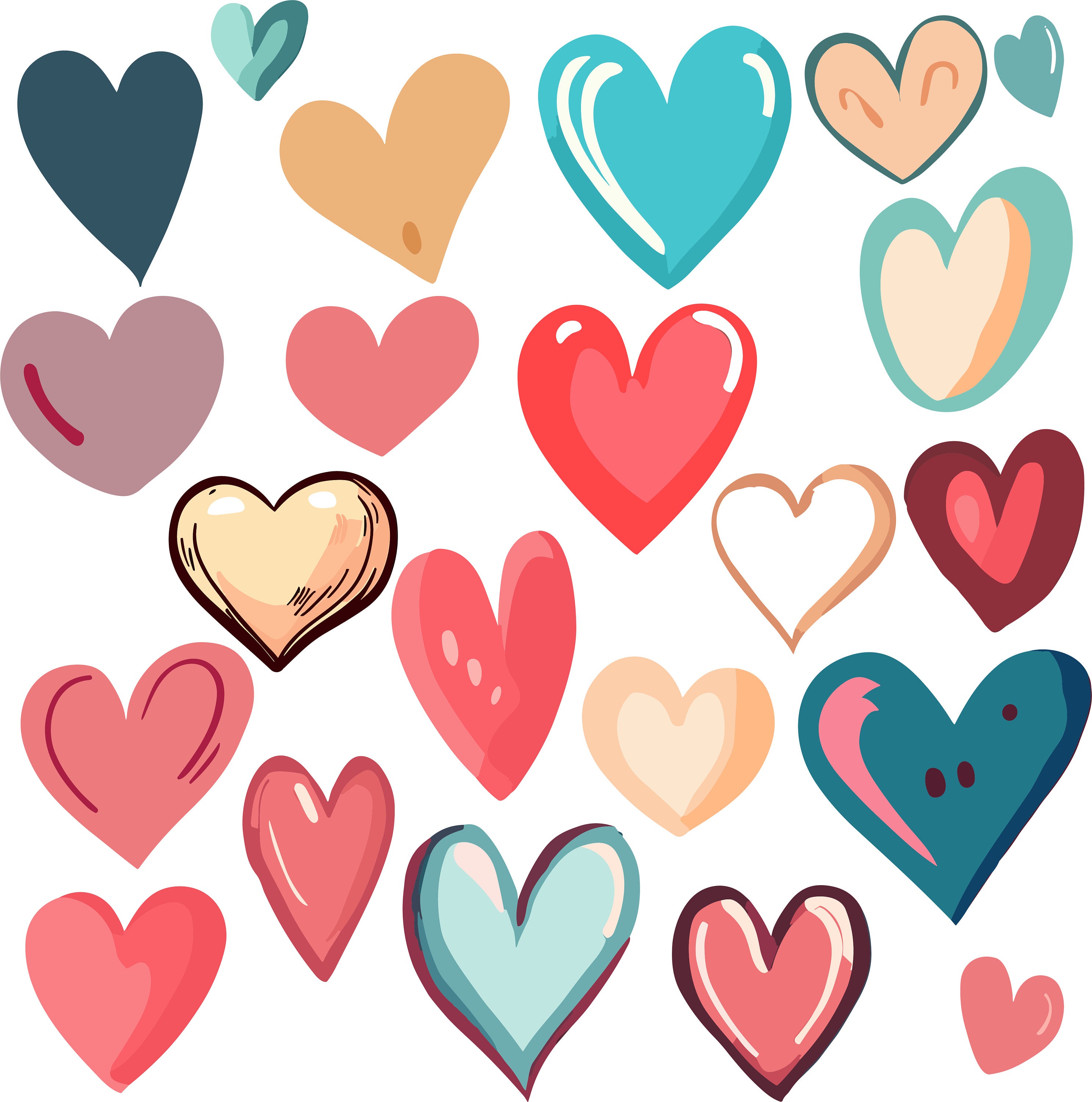 100 Abstract Heart SVG Digital Bundle Hand-drawn Marker/felt - Etsy