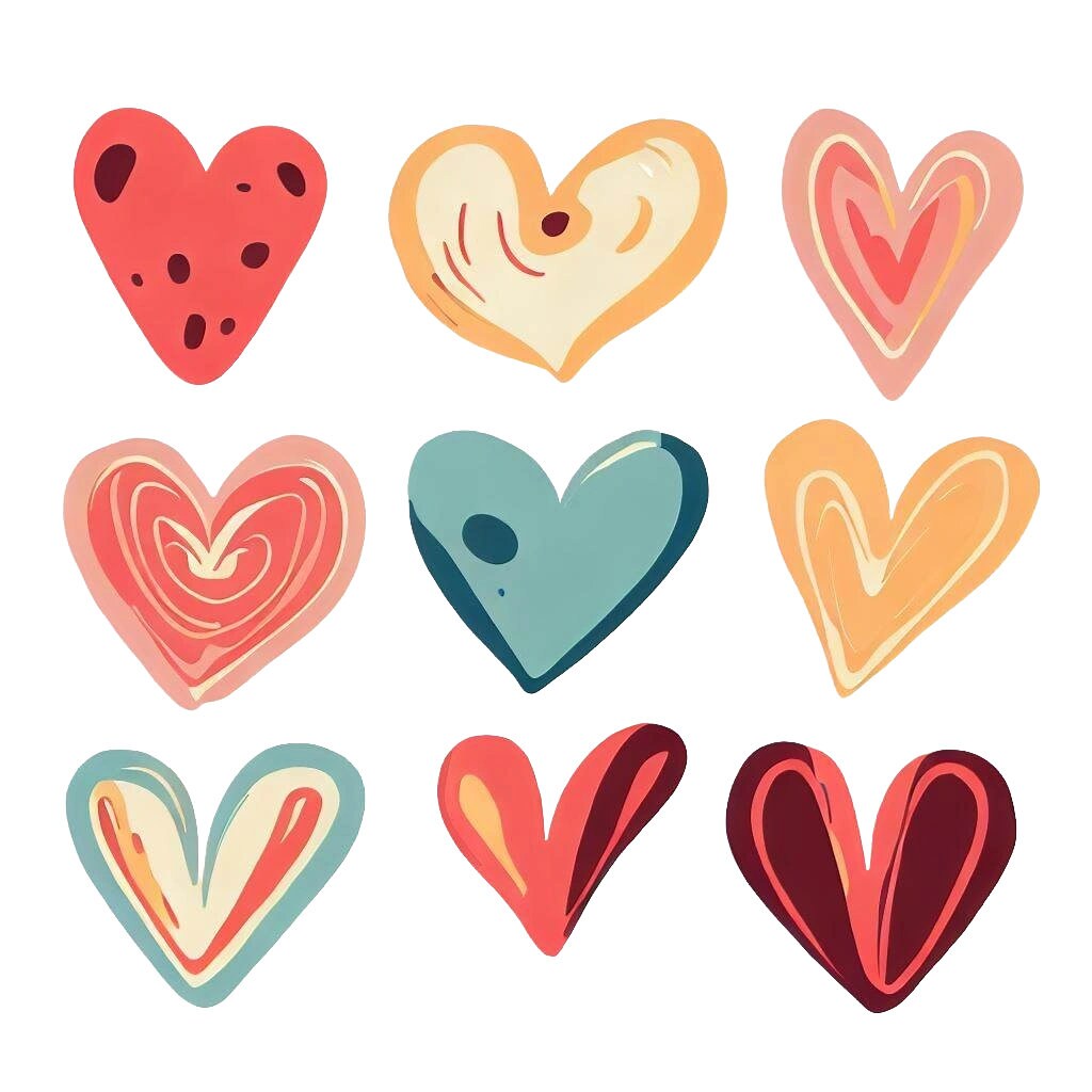 100 Abstract Heart SVG Digital Bundle Hand-drawn Marker/felt - Etsy