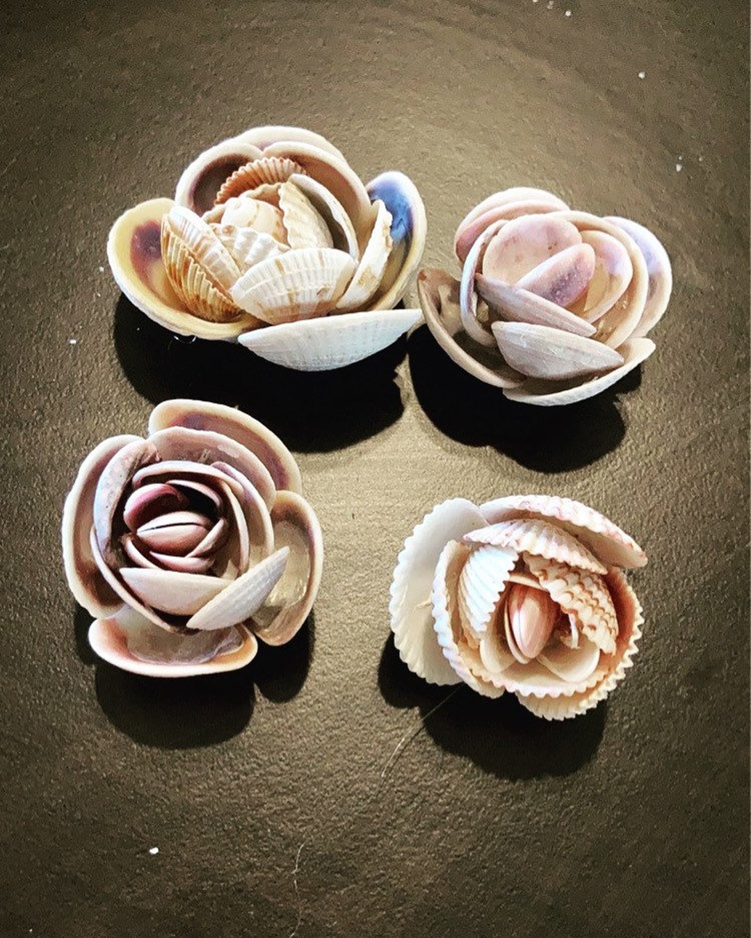 4 Shell Flowers, Handmade - Etsy