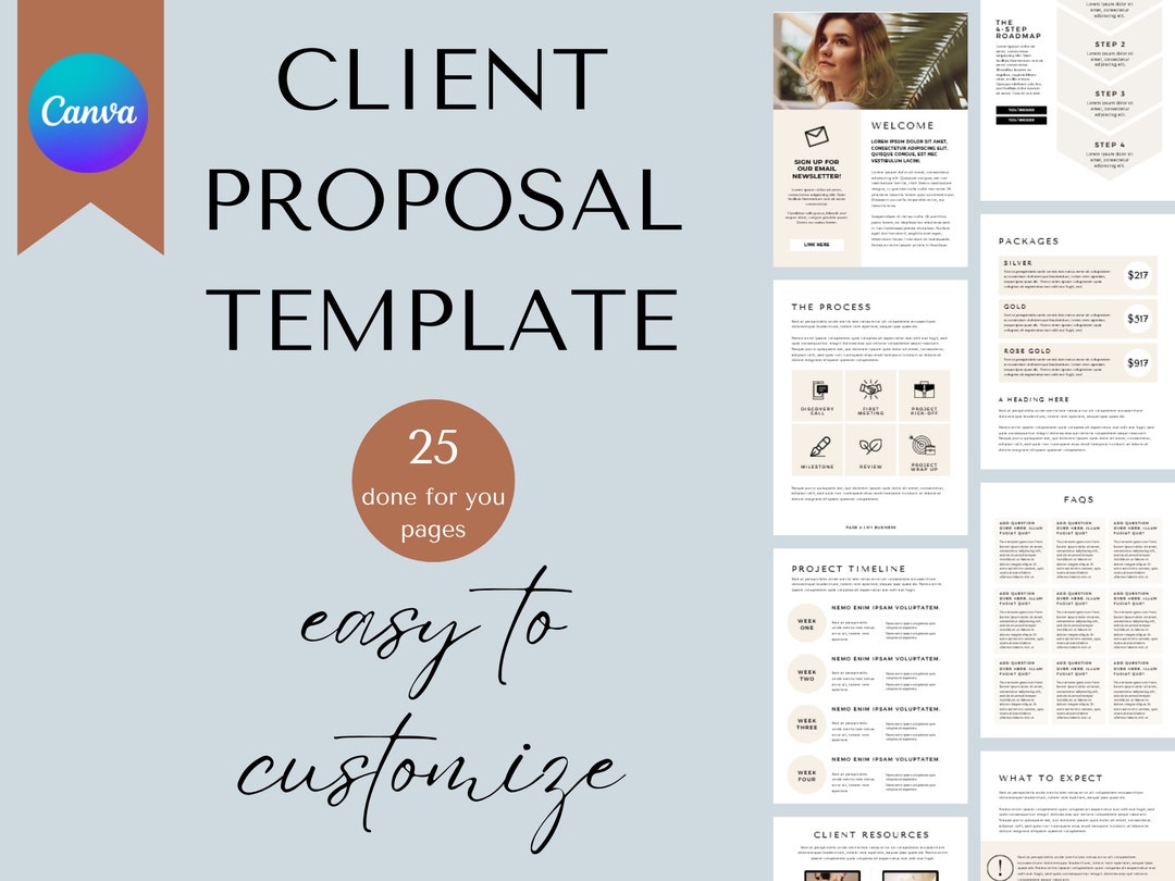 Client Proposal Quote Template - 25 Page Customizable Canva Template - Etsy