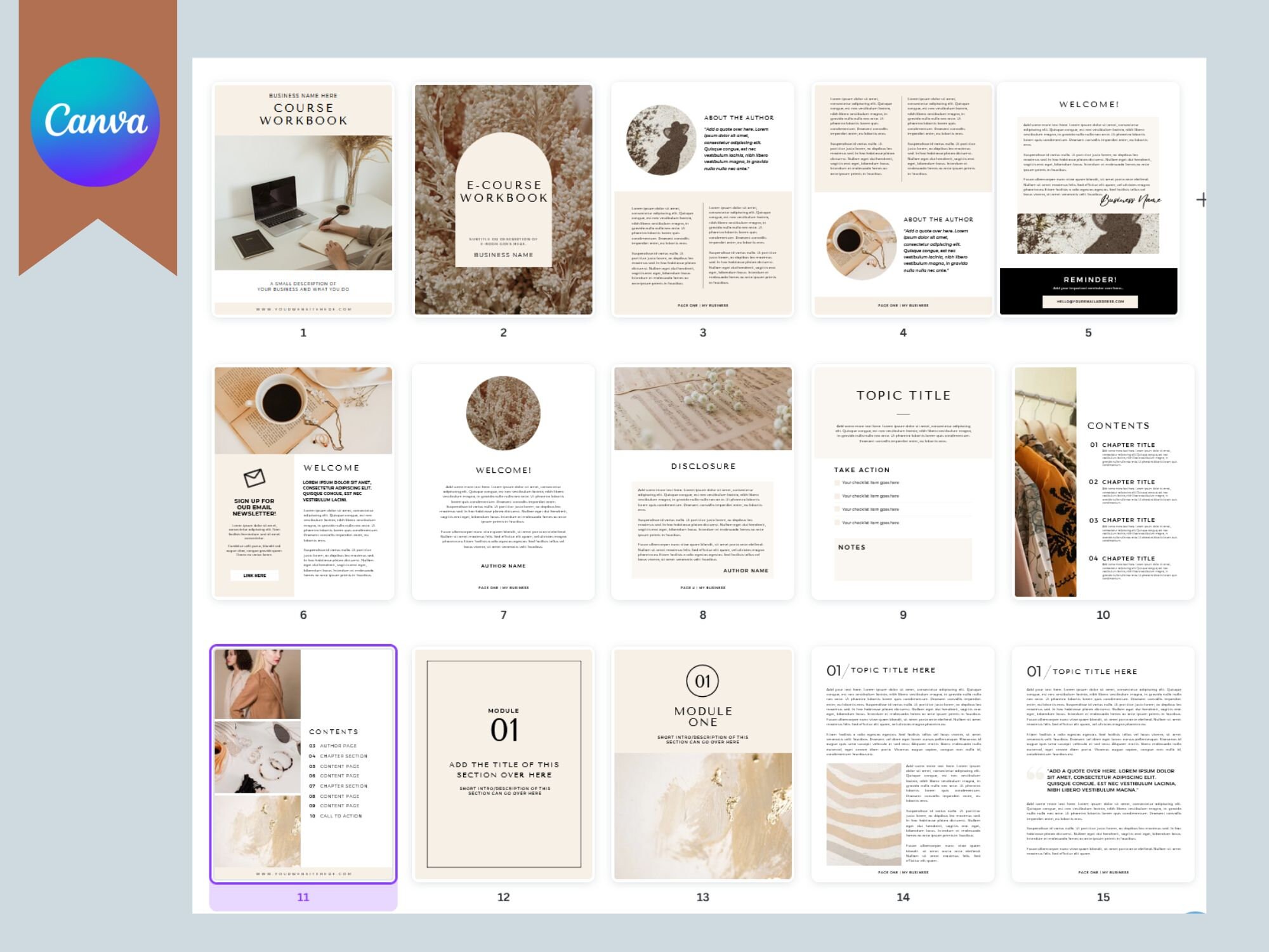 Online Course Workbook Template - 39 Page Customizable Canva Template ...