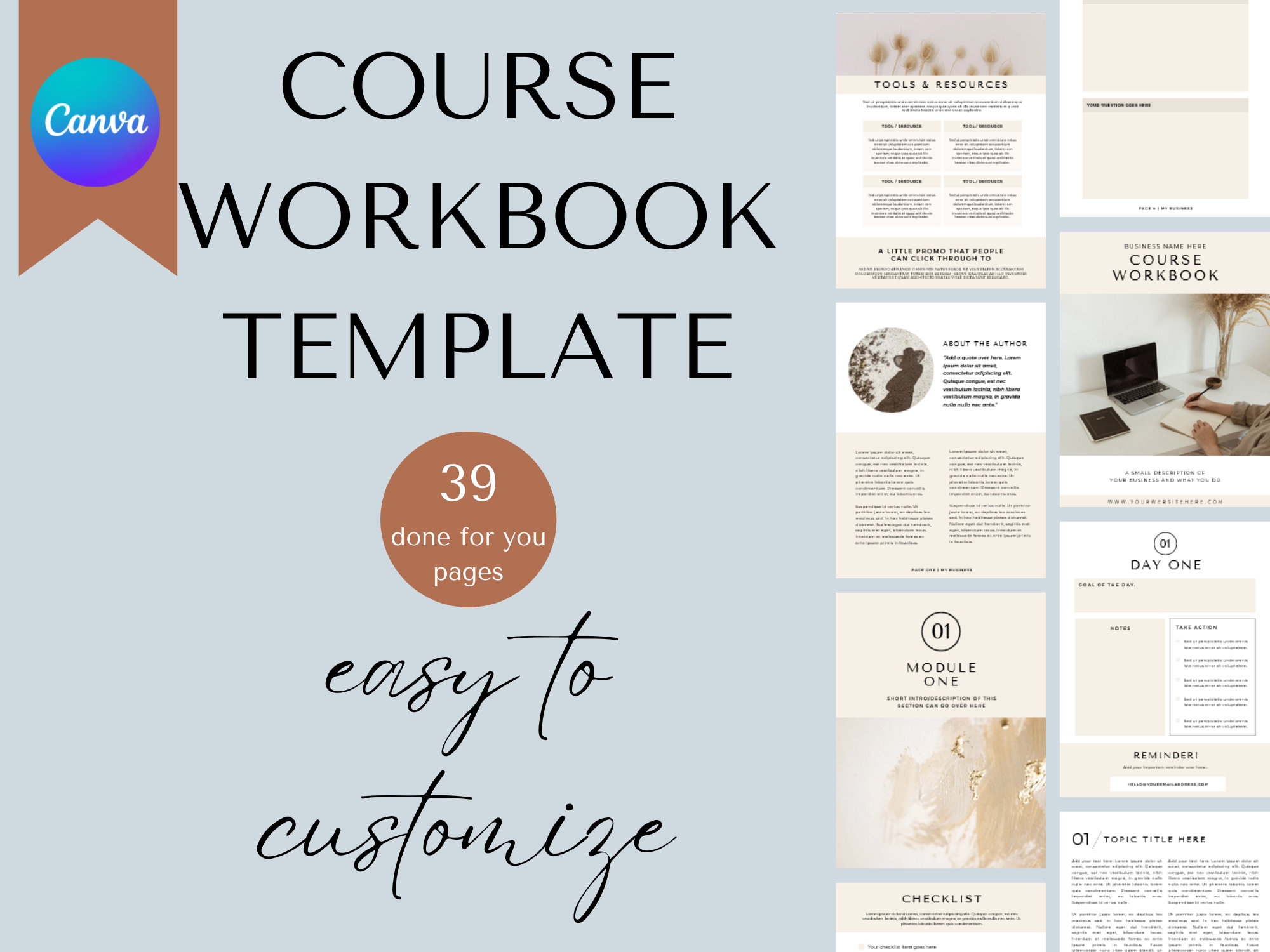 Online Course Workbook Template - 39 Page Customizable Canva Template ...