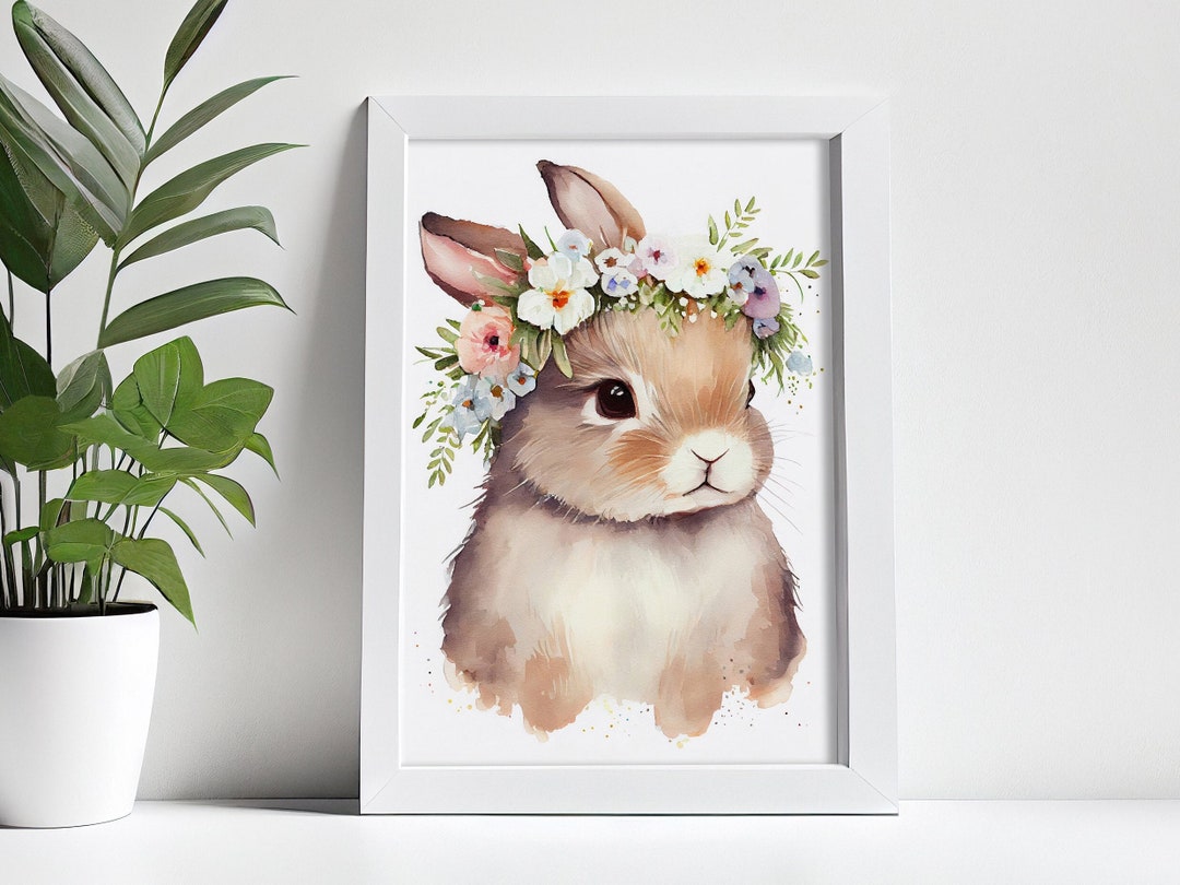 Baby Bunny Printable Wall Art Nursery Wall Decor Watercolor - Etsy
