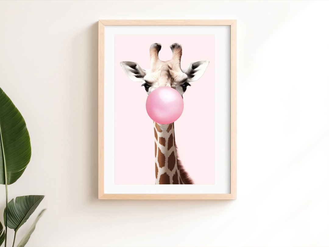 Giraffe Blowing Bubble Gum Printable Art Nursery Safari Decor Digital ...