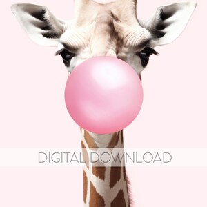 Giraffe Blowing Bubble Gum Printable Art Nursery Safari Decor Digital ...