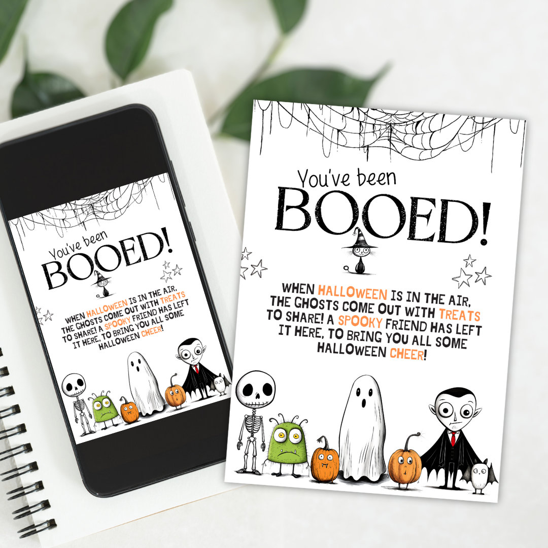 Editable You've Been Boo'd Card, Halloween Printable for Friend, You've Been Booed, Halloween ...