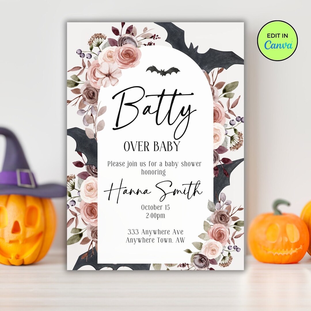 Invitación de baby shower de Halloween invitación de Batty - Etsy México