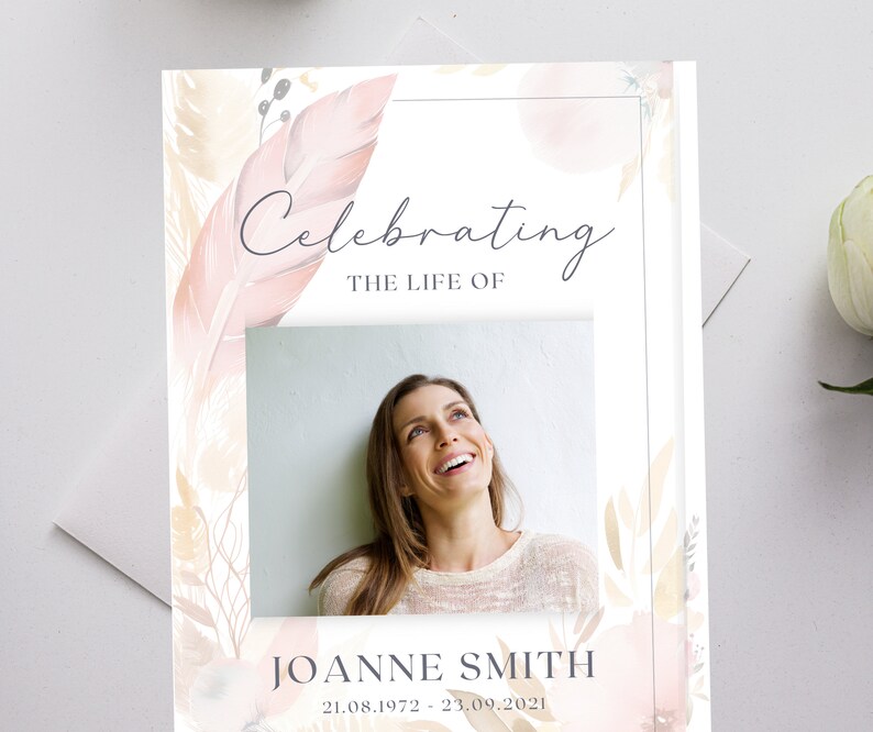 Funeral Program Template Floral Memorial Service Template - Etsy