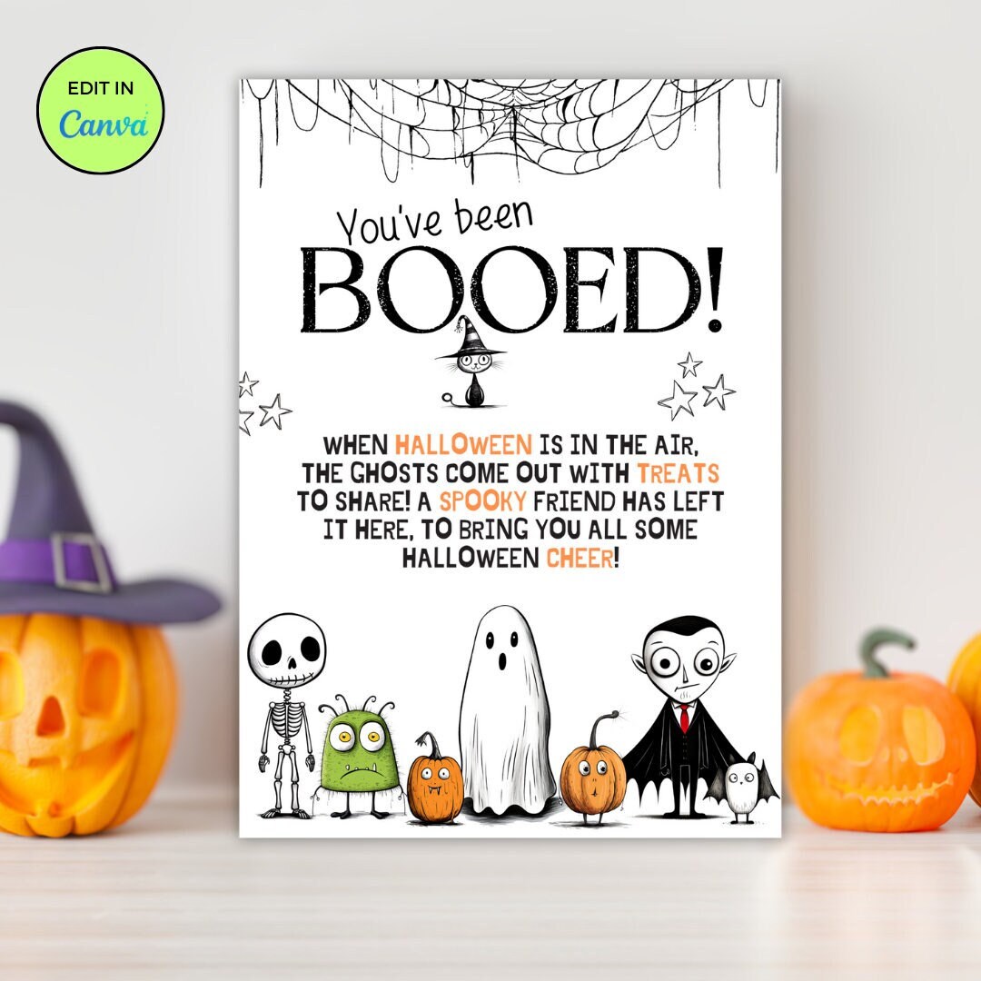Editable You've Been Boo'd Card, Halloween Printable for Friend, You've ...