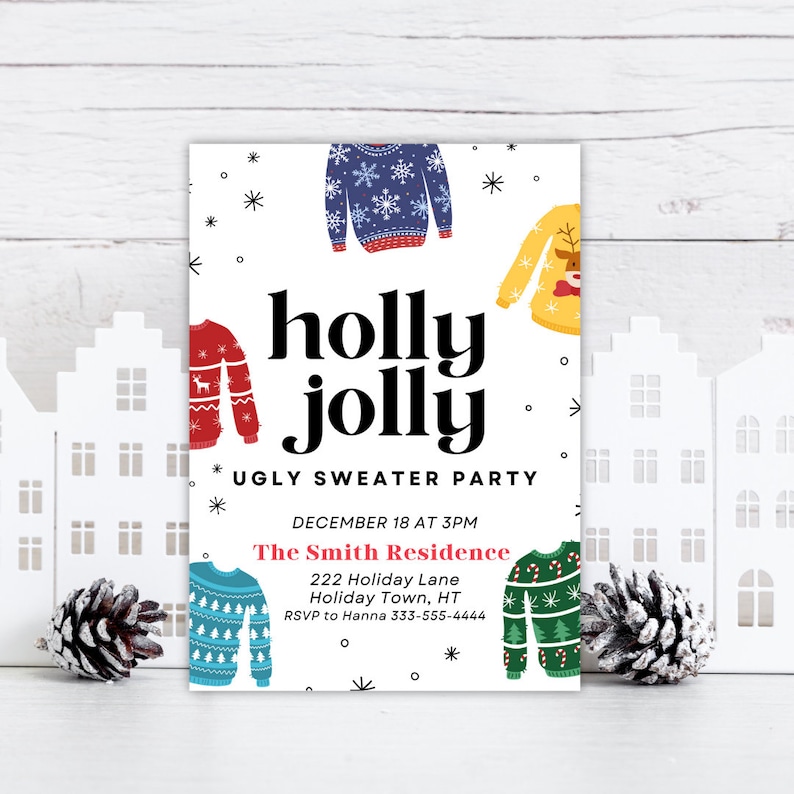 Editable Ugly Sweater Party Invitation Retro Christmas Ugly - Etsy
