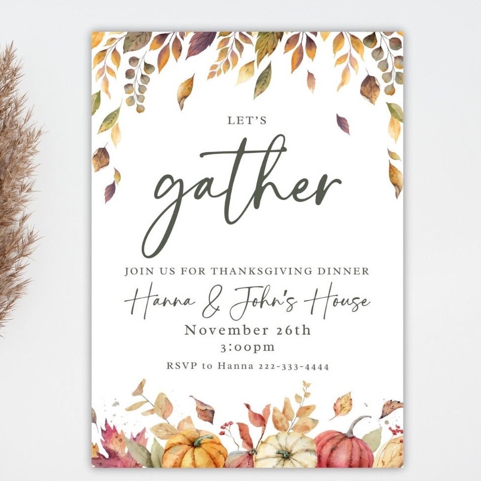 Editable Thanksgiving Dinner Invitation Let's Give Thanks - Etsy Canada