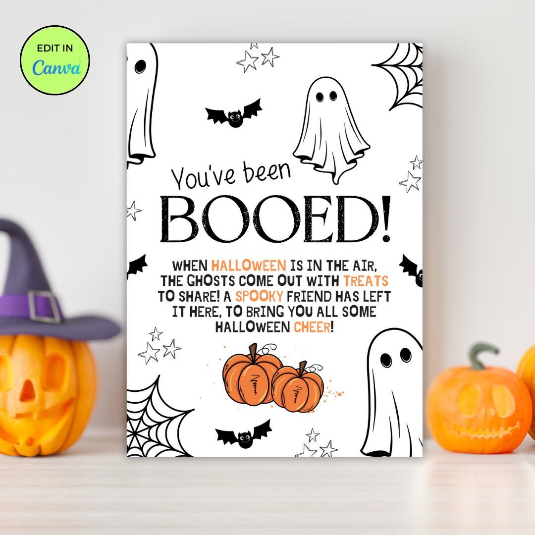Editable You've Been Boo'd Card Halloween Printable - Etsy
