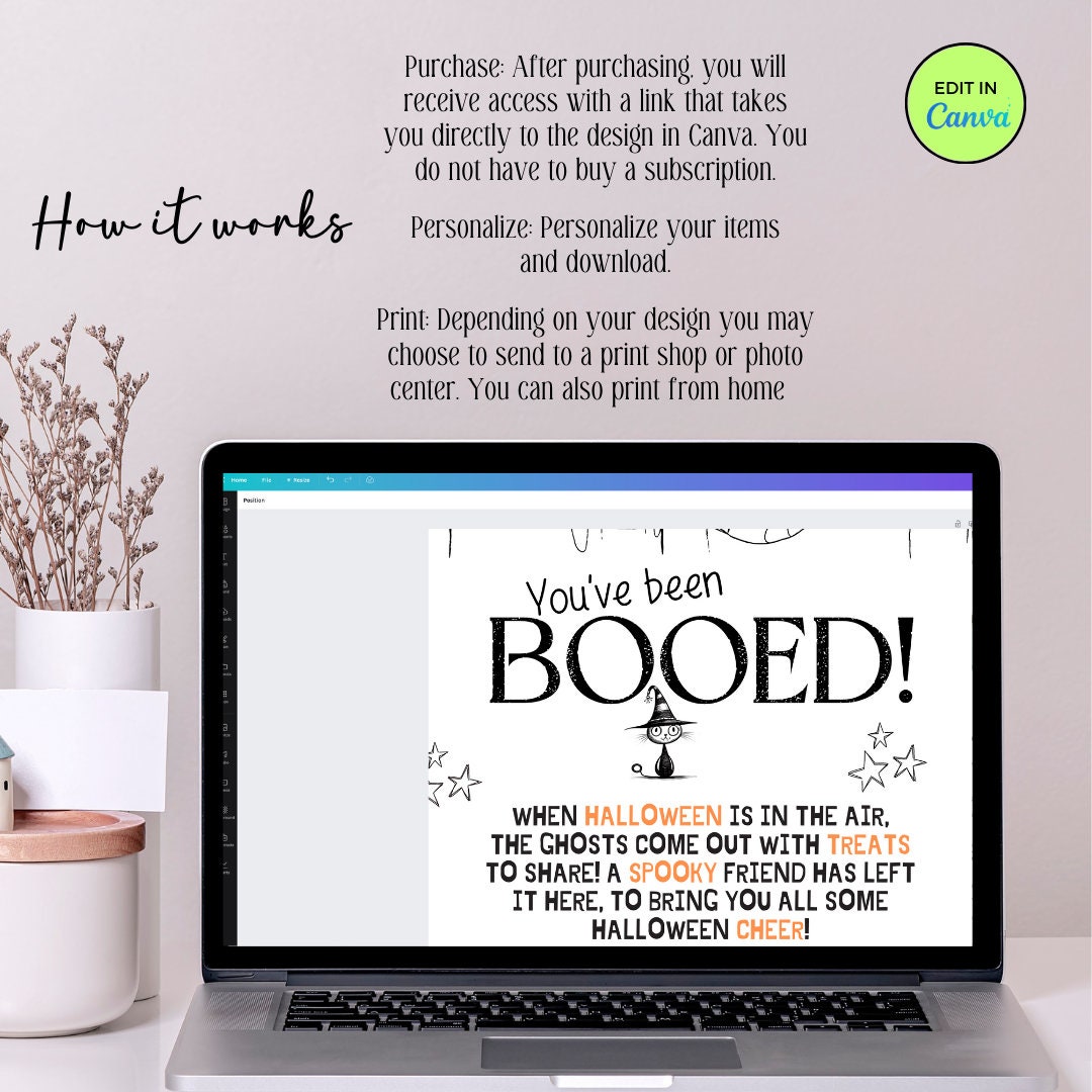 Editable You've Been Boo'd Card, Halloween Printable for Friend, You've ...