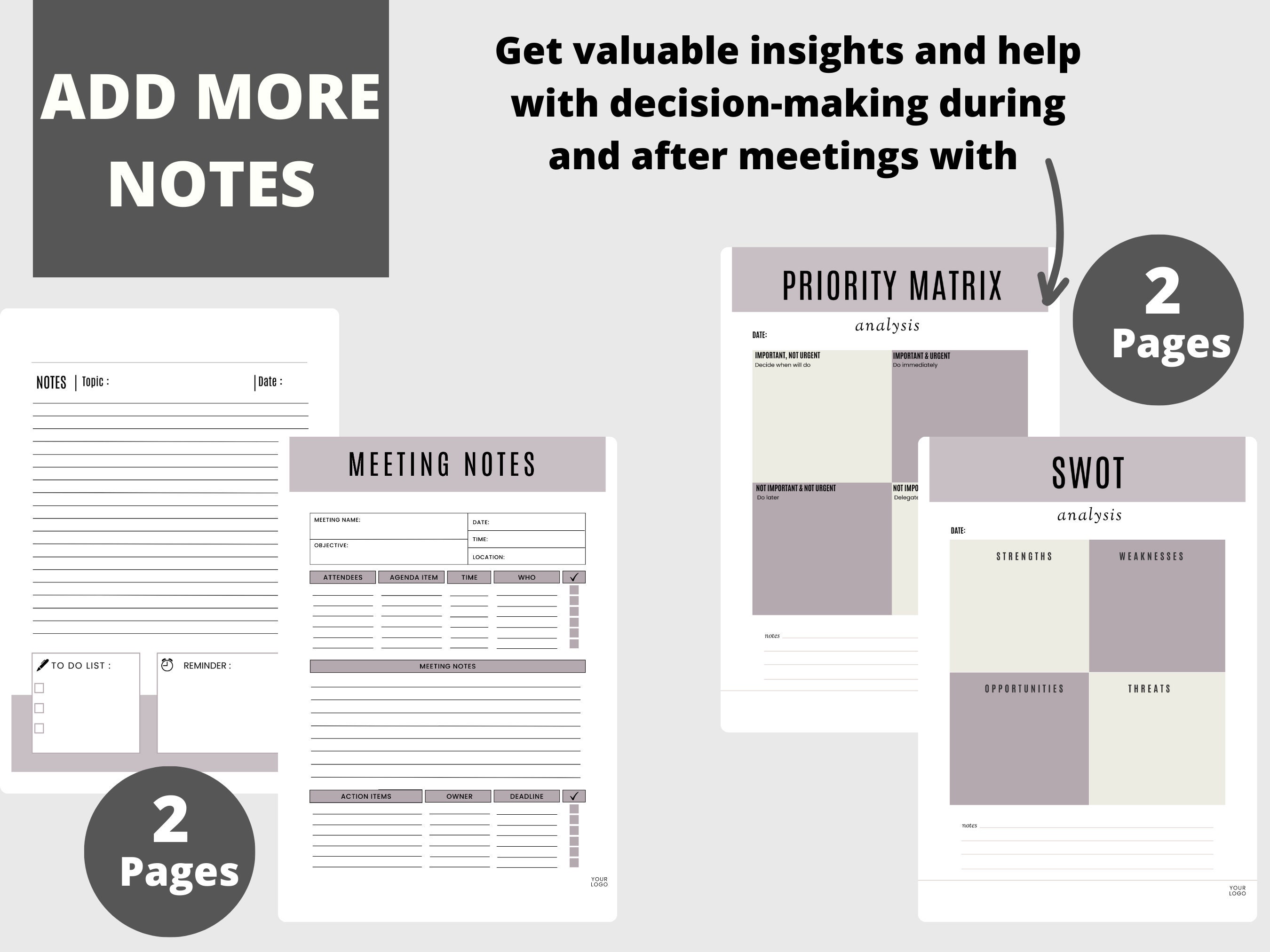 Meeting Minutes Canva Template, INSTANT DOWNLOAD, Meeting Agenda ...