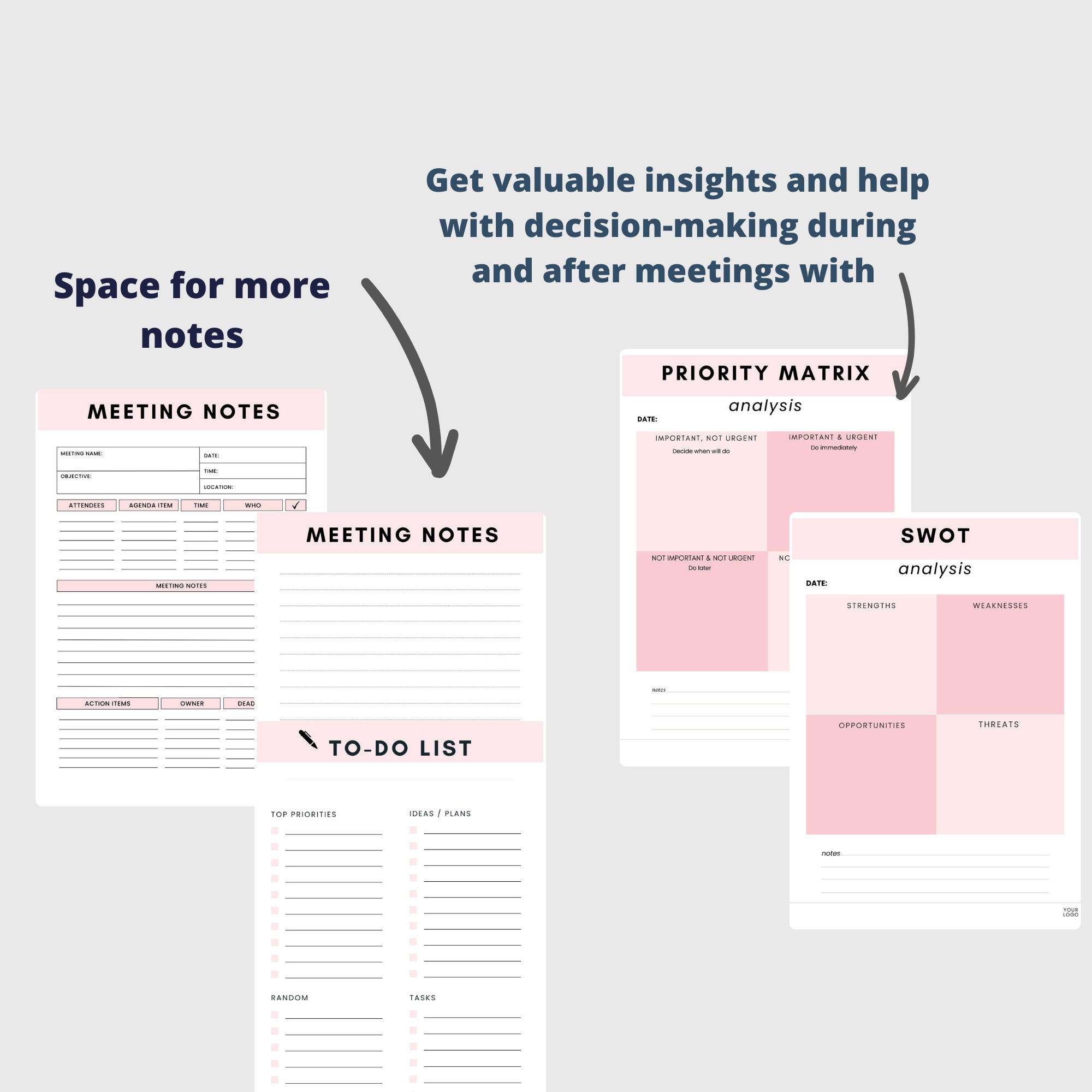 Meeting Minutes Canva Template, INSTANT DOWNLOAD, Meeting Agenda ...