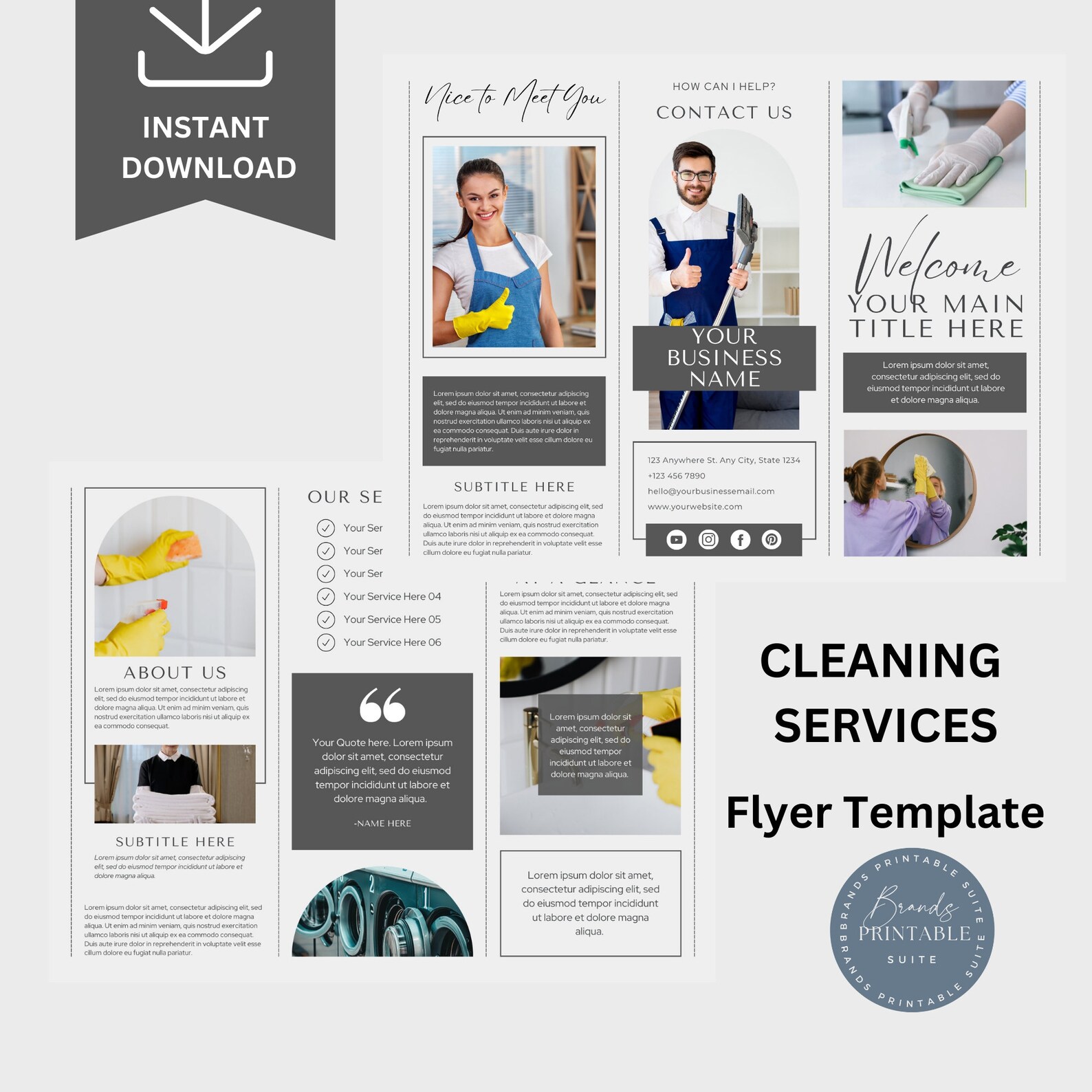 Cleaning Business Trifold Flyer, INSTANT DOWNLOAD, Cleaning Services ...