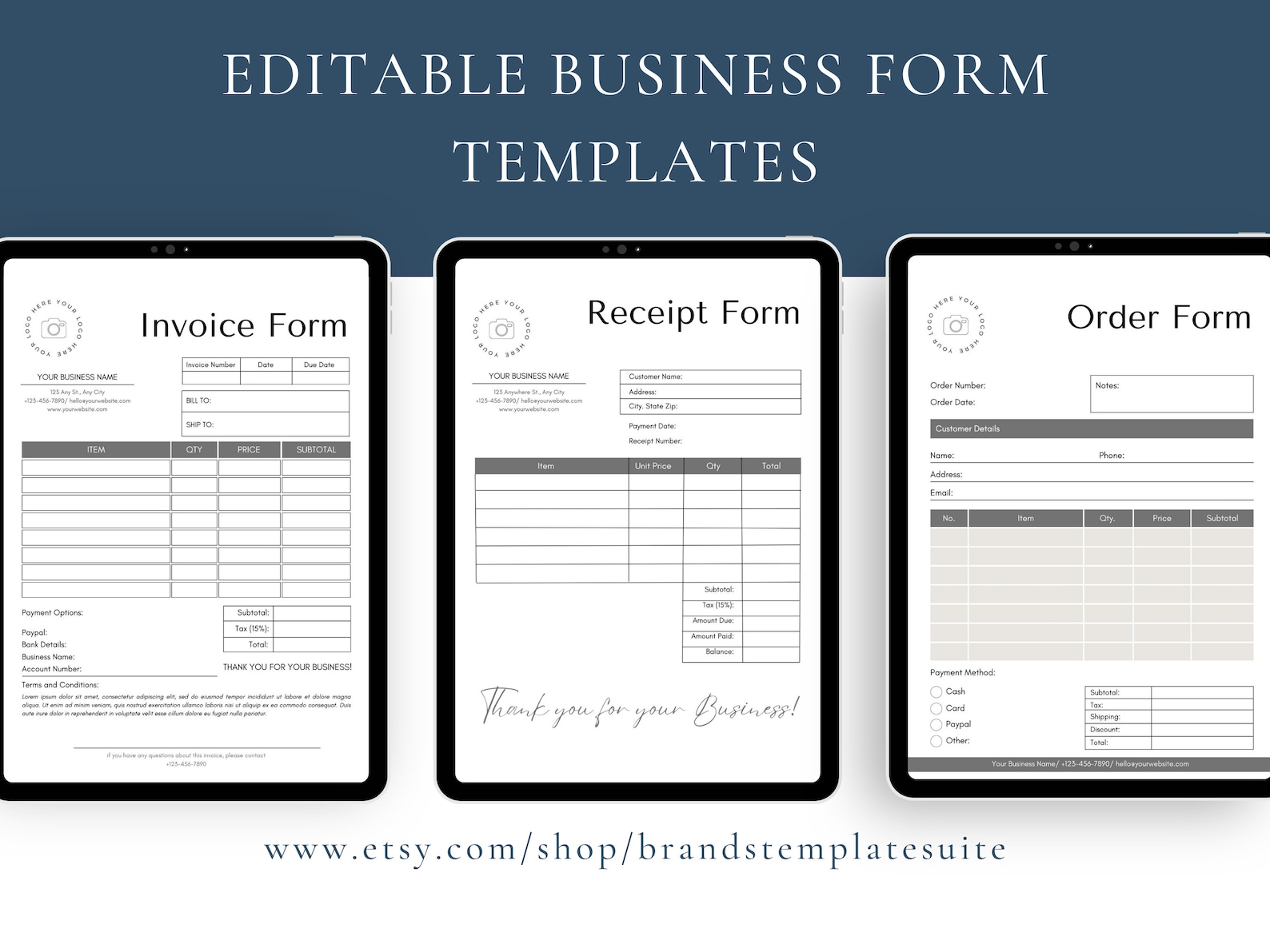 Order Form Template, Invoice Template, Receipt Template, INSTANT ...