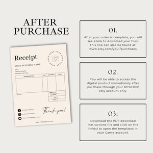 Small Business Receipt Template, INSTANT DOWNLOAD. Business Invoice ...