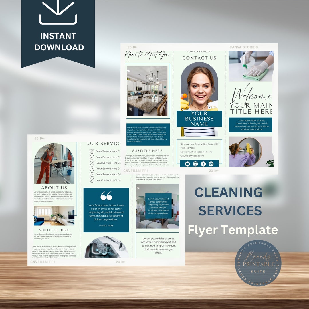 Cleaning Business Trifold Flyer, INSTANT DOWNLOAD, Cleaning Services ...