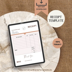Small Business Receipt Template, INSTANT DOWNLOAD. Business Invoice ...