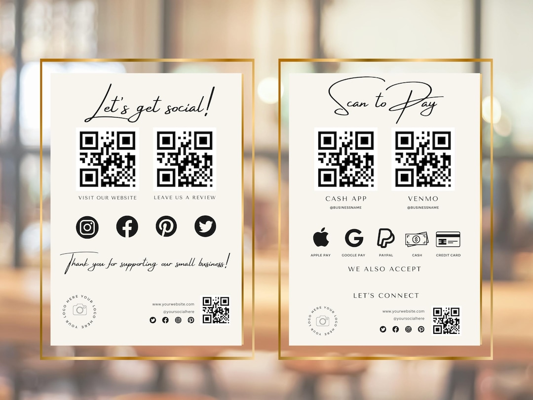 Business Sign Template Bundle, QR Code Sign, Social Media Sign, Scan to ...