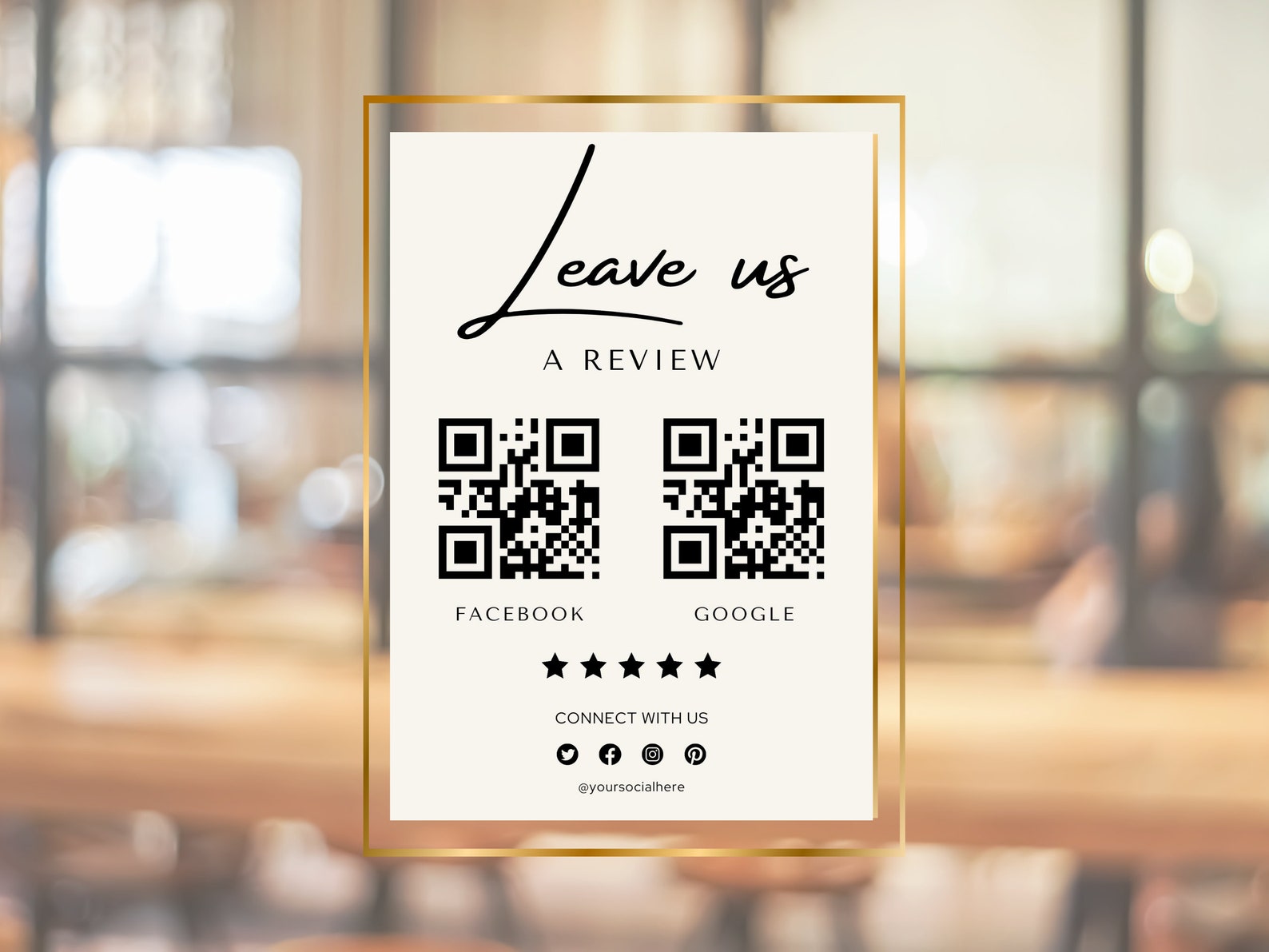 Leave a Review QR Code Template, INSTANT DONWLOAD, Social Media Sign ...