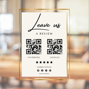Leave a Review QR Code Template, INSTANT DONWLOAD, Social Media Sign ...