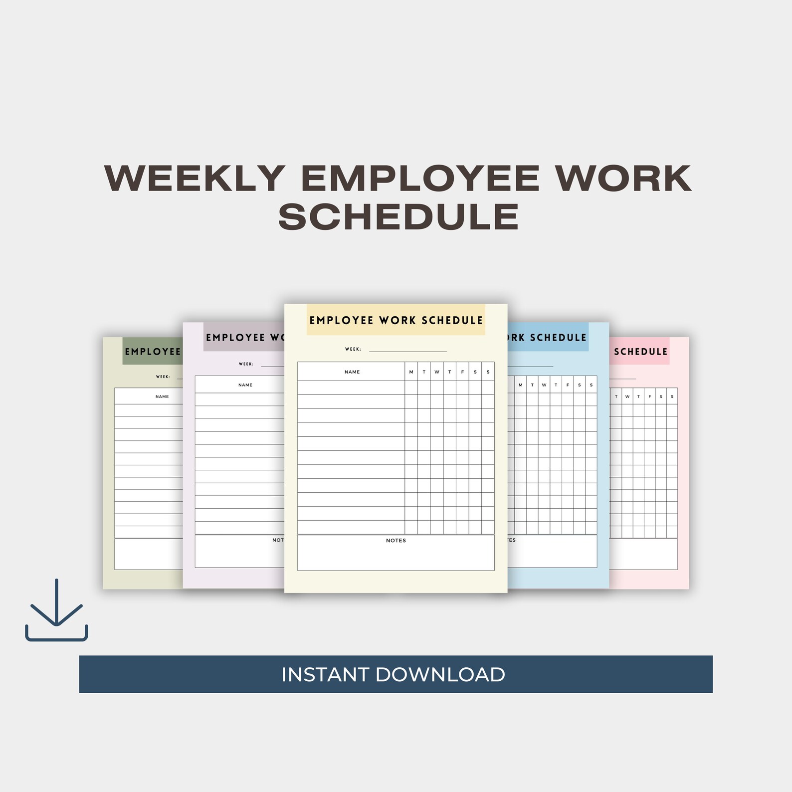 Weekly Work Schedule, INSTANT DOWNLOAD, Employee Work Schedule, Canva ...