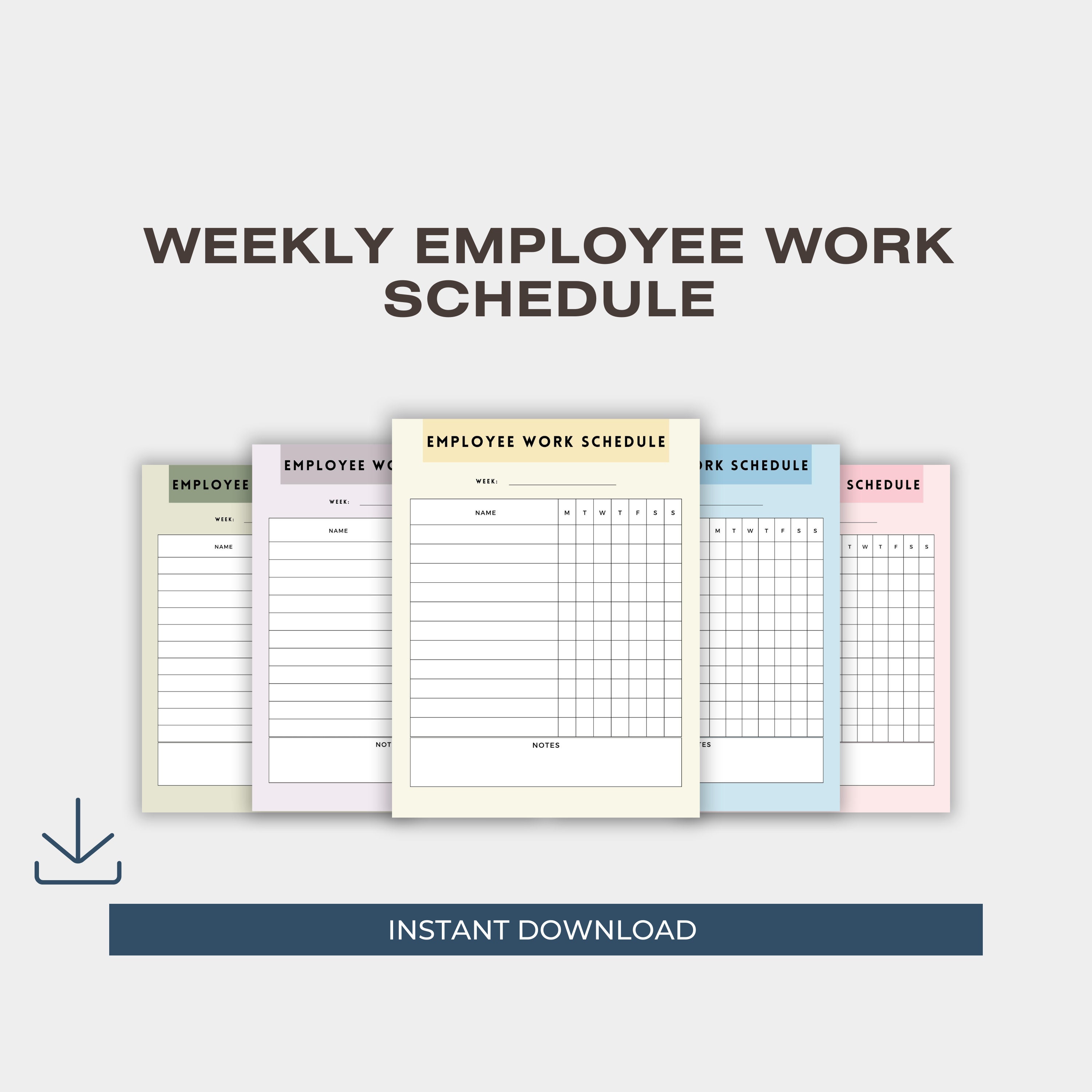 Weekly Work Schedule, INSTANT DOWNLOAD, Employee Work Schedule, Canva ...